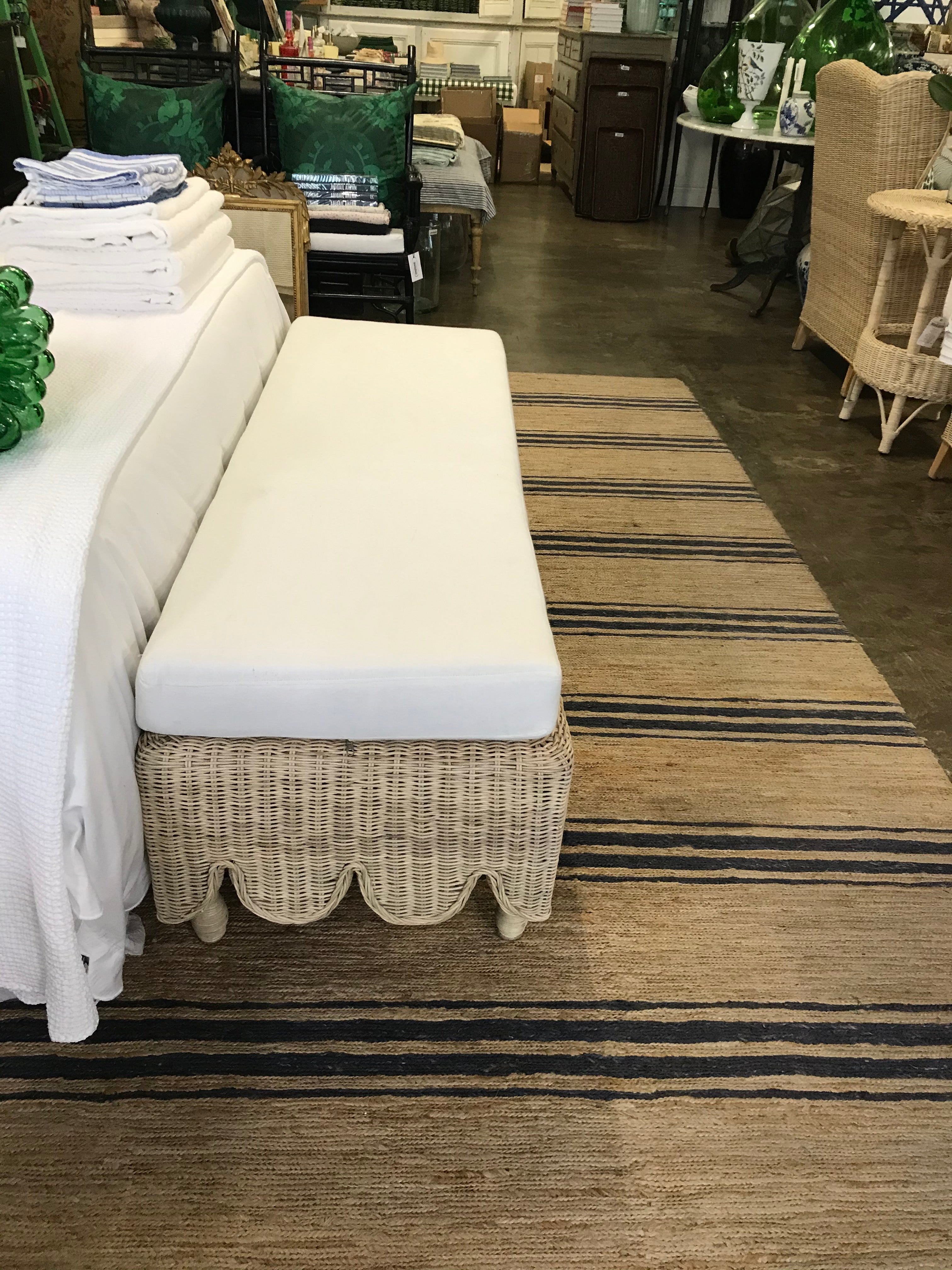 'Sophie' Rattan Scallop Bench – Magnolia Interiors Australia
